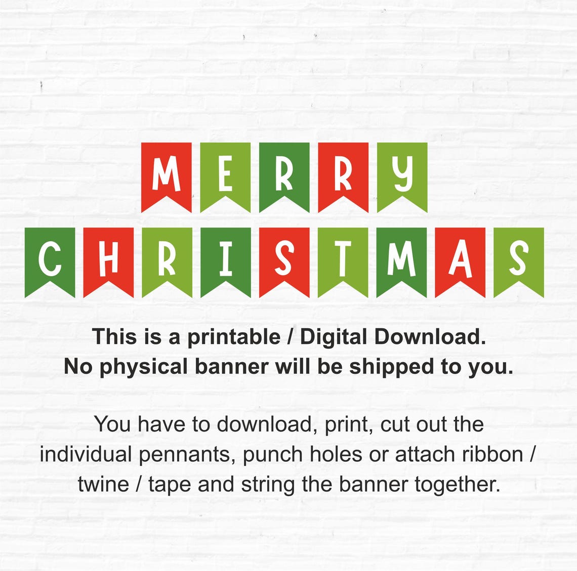 Printable Merry Christmas Banner / Red and Green Christmas Garland ...