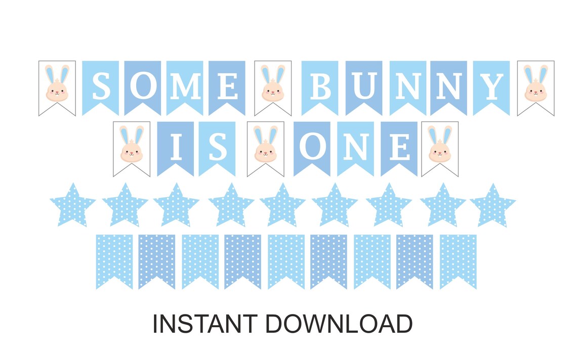 Somebunny is One Banner Printable / Blue First Easter Birthday - Etsy