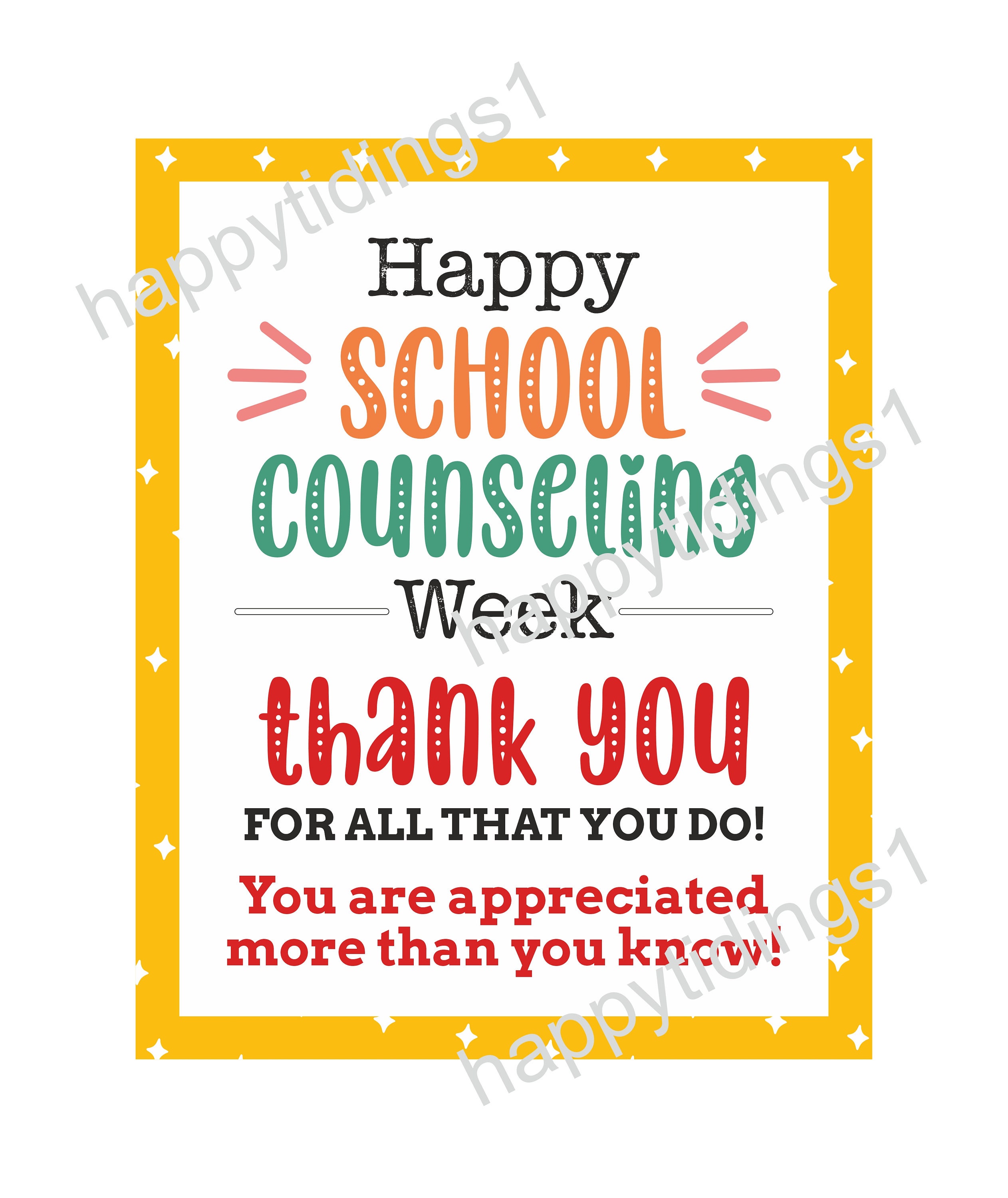 School Counseling Week Thank You Sign Printable / School Counselor Week ...