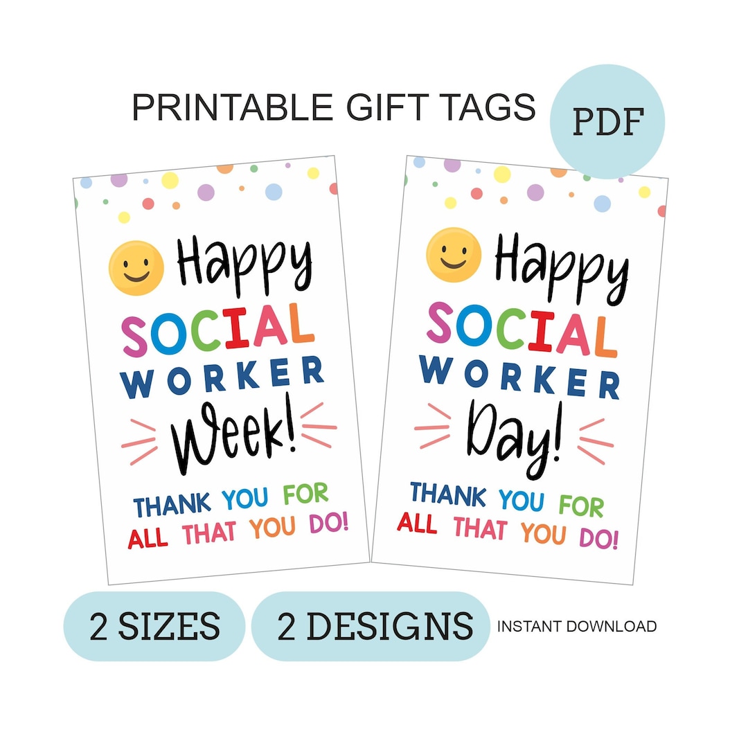 Social Worker Thank You Tags Printable / Social Worker Week Tag ...