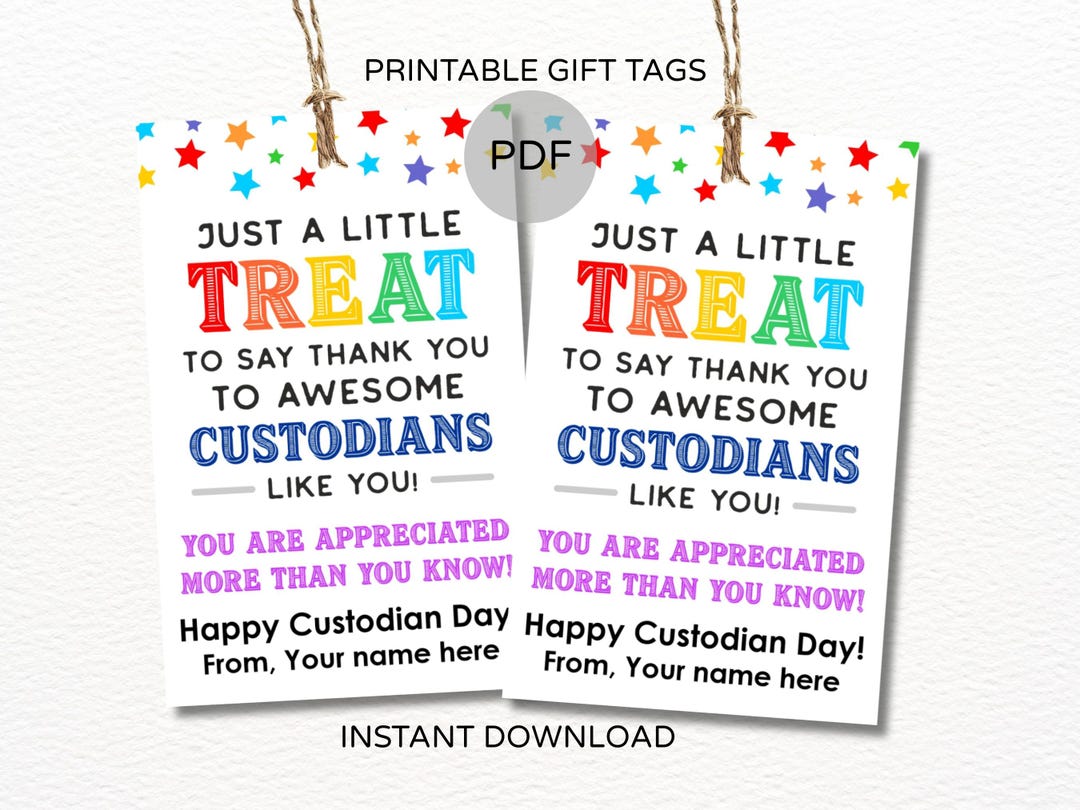 Custodian Day Treat Tags Printable / Custodian Appreciation Day Treat ...