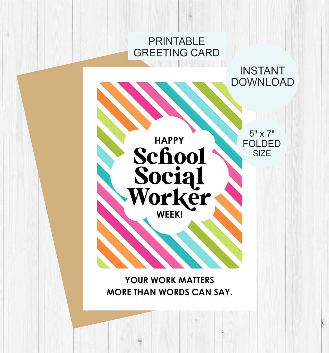 School Social Worker Week Card Printable / Card for School Social ...