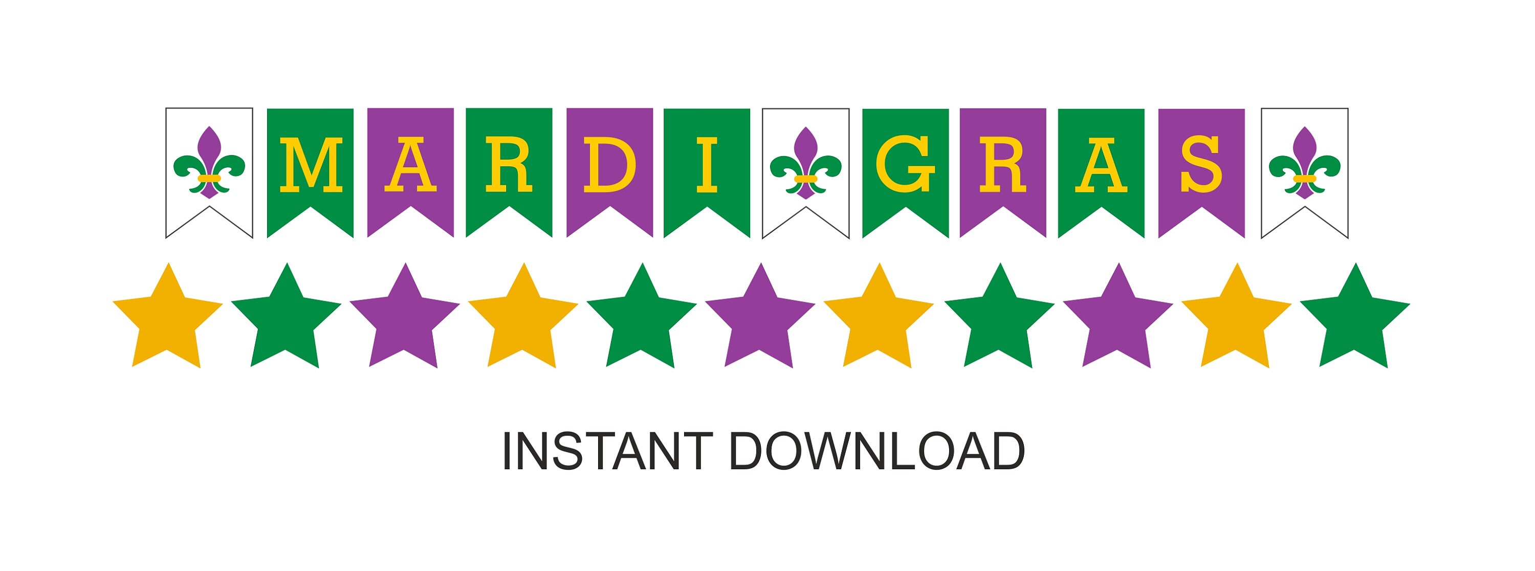 Printable Mardi Gras Banner / Mardi Gras Decorations / Mardi Gras Party ...