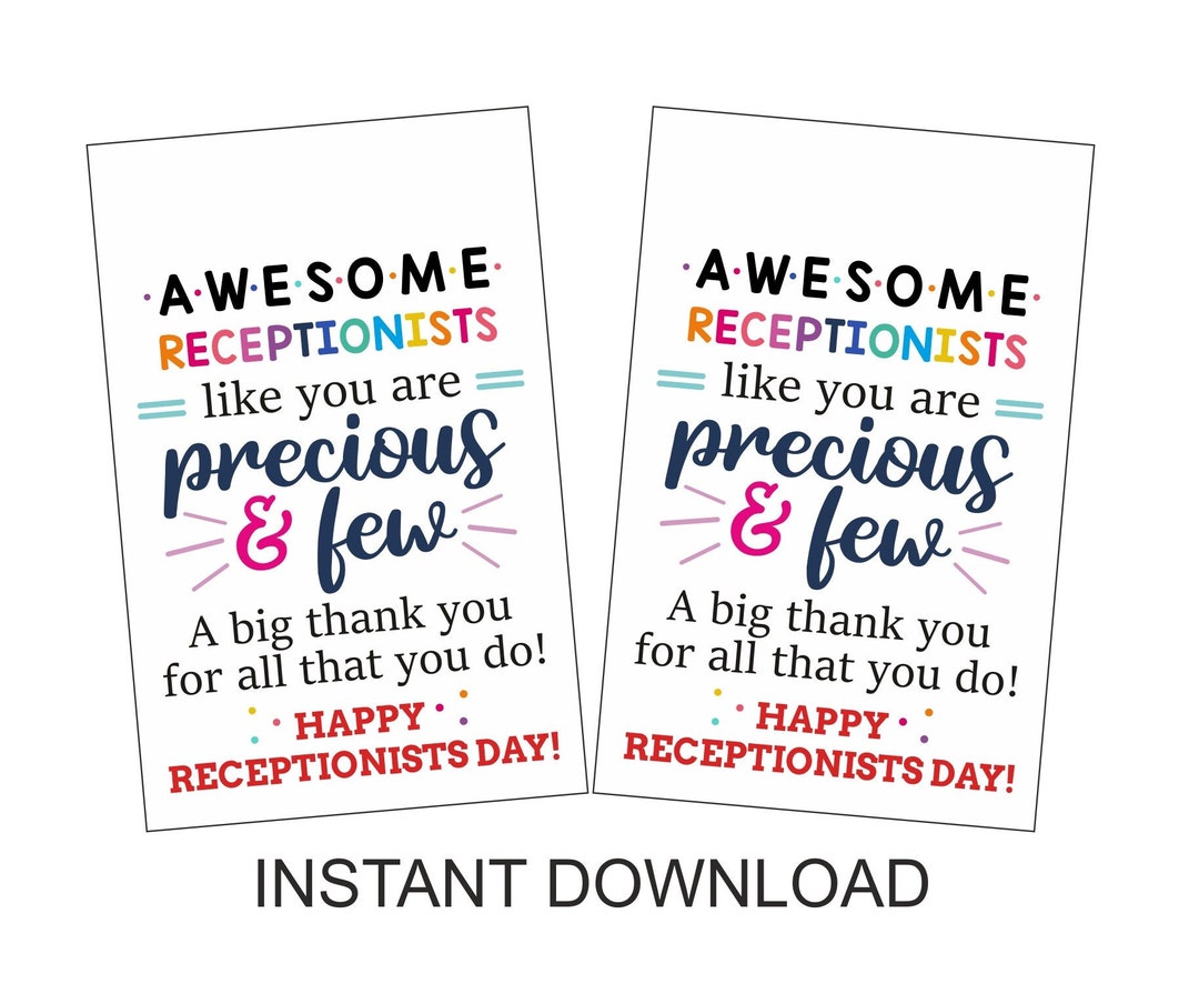 Receptionist Gift Tags Printable / Receptionist Day Tags ...