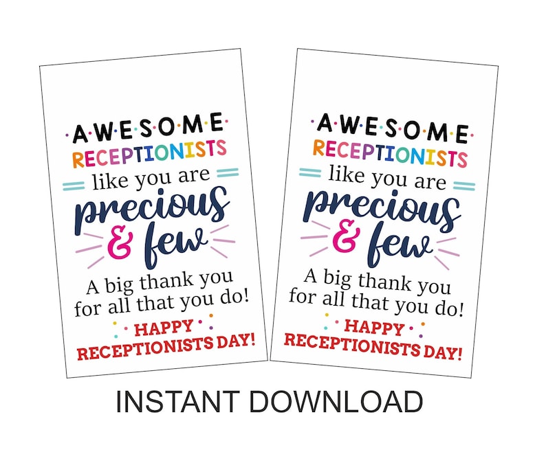 Receptionist Gift Tags Printable / Receptionist Day Tags / - Etsy