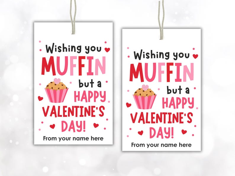 Valentine Muffin Tag / Valentine Muffin Gift Tag / Wishing You Muffin ...