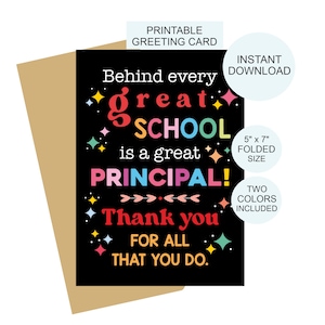 Principal Day Card Printable / School Principal Day Card / Principal ...