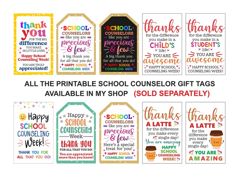 School Counselor Appreciation Tag Printable / School Counseling Week ...