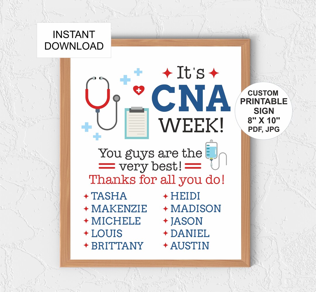 Personalised CNA Week Sign Printable / Cna Week Poster / Not Editable / Cna Week Gifts / Cna ...