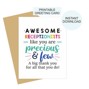 Receptionist Card Printable / Receptionist Thank You Card ...