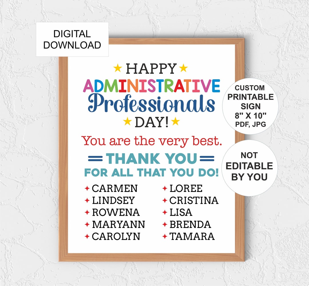 Personalised Administrative Professionals Day Sign Printable ...