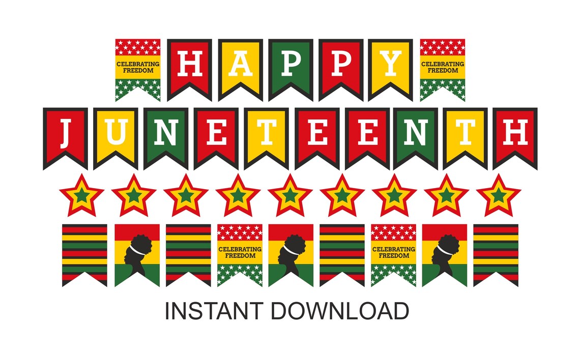 Juneteenth Banner Printable / Juneteenth Garland / Juneteenth Sign ...
