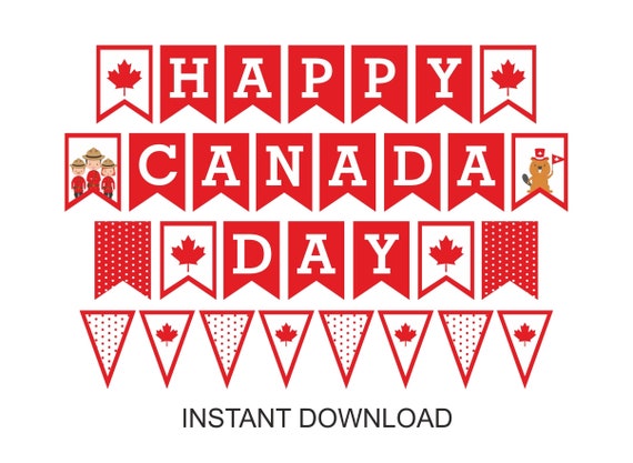 Happy Canada Day Banner Printable / Canada Day Garland / - Etsy