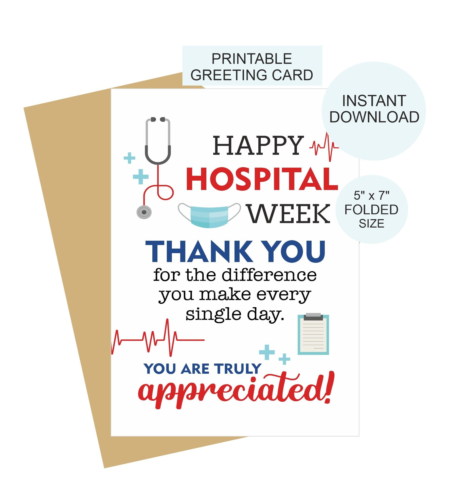 Hospital Week Appreciation Card Printable / Hospital Week Card ...