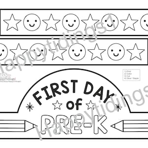 First Day of School Crown Printable / DIY Coloring Crown / First Day of ...