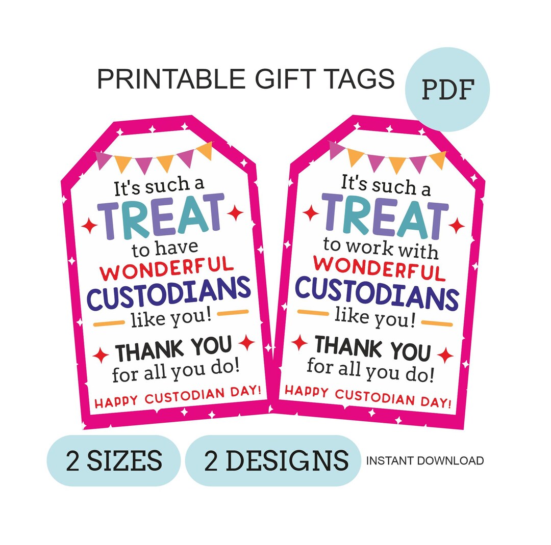 Custodian Day Treat Tags Printable / Custodian Appreciation Day Gift ...