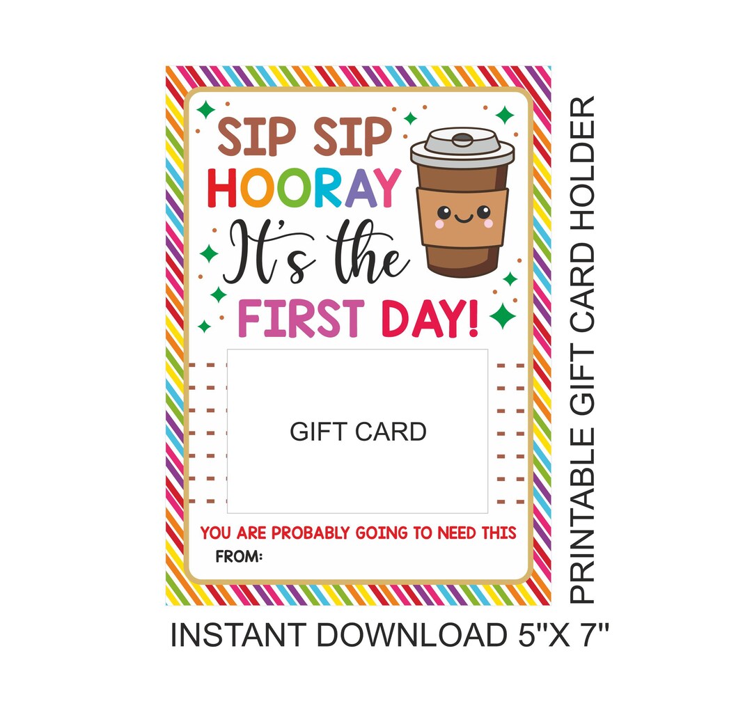 Back of School Coffee Gift Card Holder / Sip Sip Hooray Coffee Gift ...