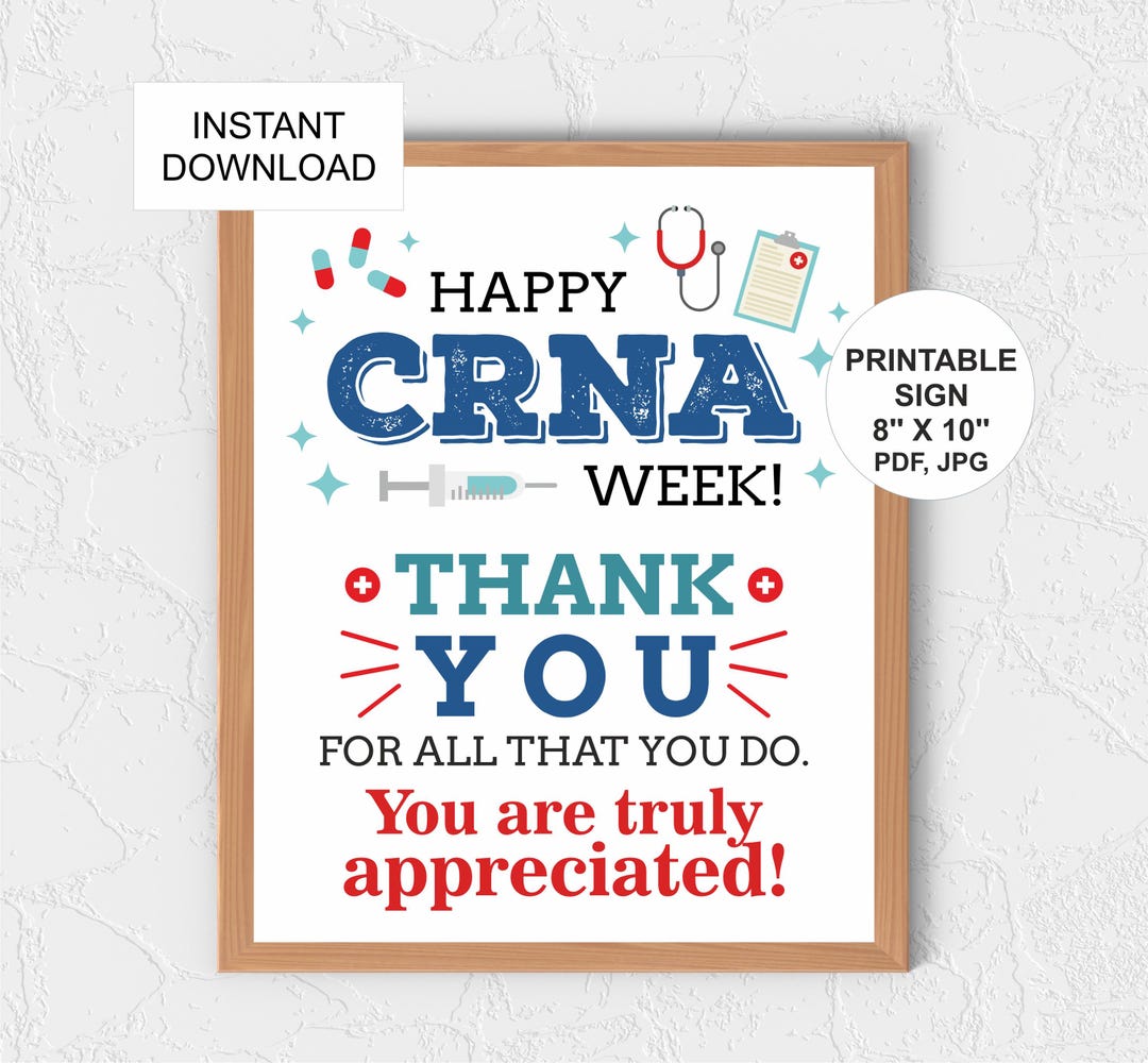 CRNA Week Sign Printable / CRNA Week Poster / Nurse Anesthetists Week ...