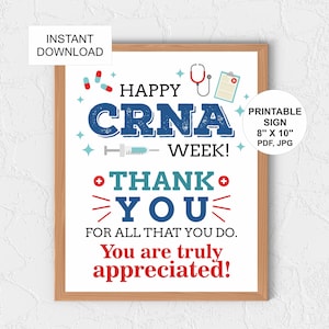 CRNA Week Sign Printable / CRNA Week Poster / Nurse Anesthetists Week ...