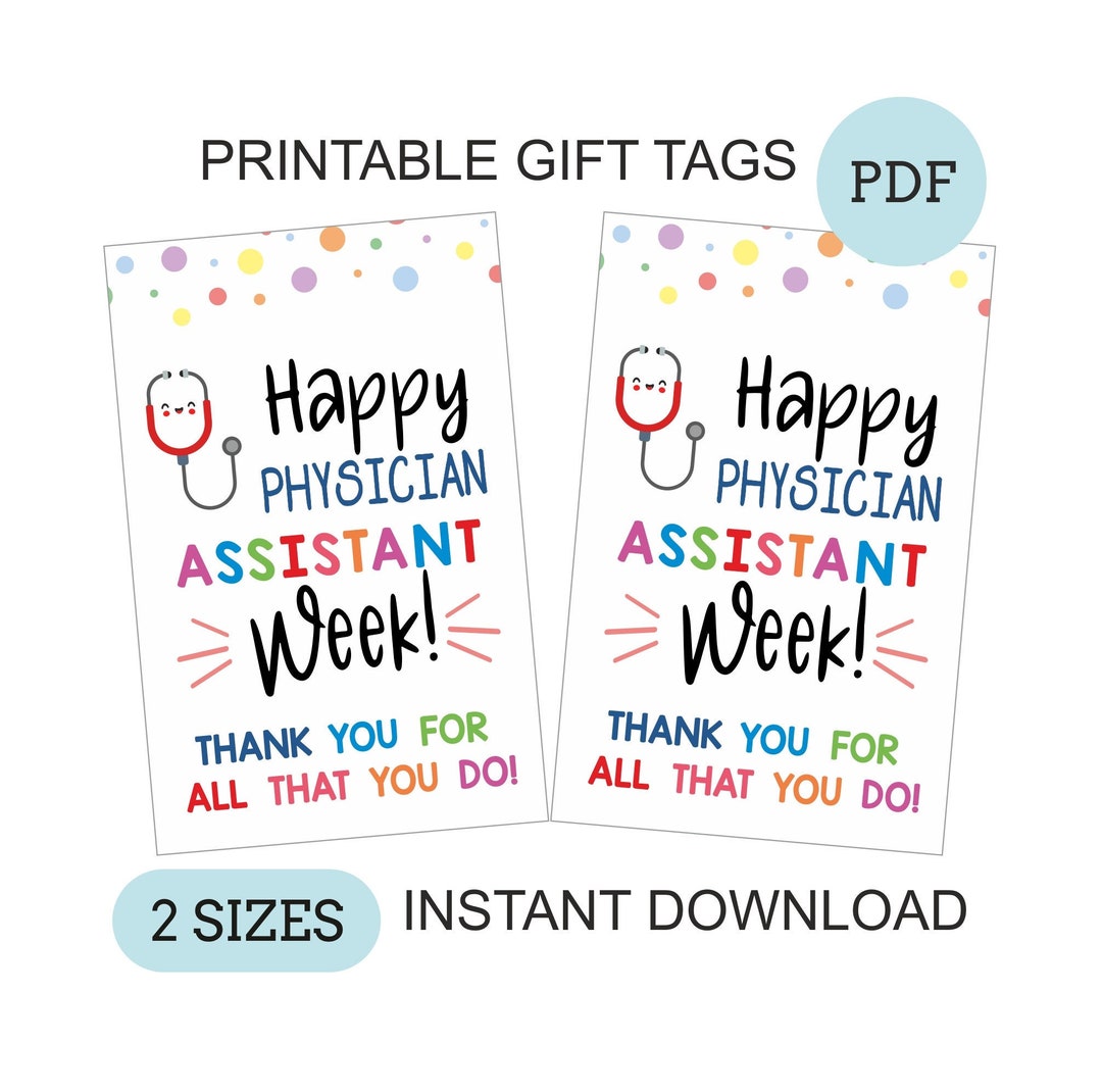 PA Week Favor Tag Printable / Physician Assistant Week Tag / Physician ...