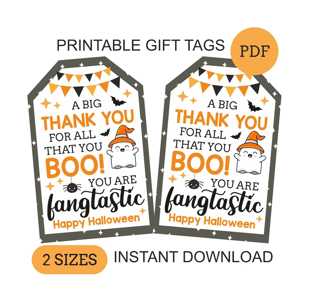 Halloween Appreciation Tags Printable / Halloween Thank You Tag ...