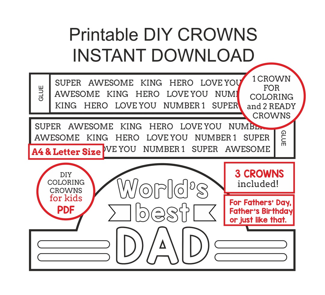 Father's Day Crown Printable / Fathers Day DIY Gifts / World's Best Dad ...