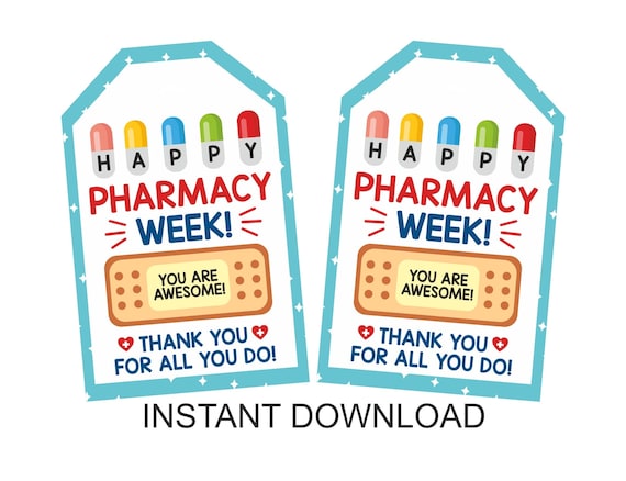 Pharmacy Week Gift Tags Printable / Happy Pharmacy Week Tag / - Etsy