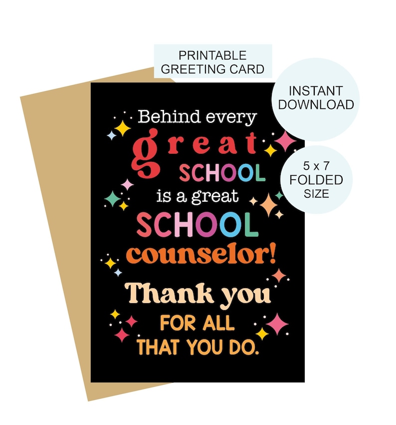 School Counselor Card Printable / School Counseling Card / School ...