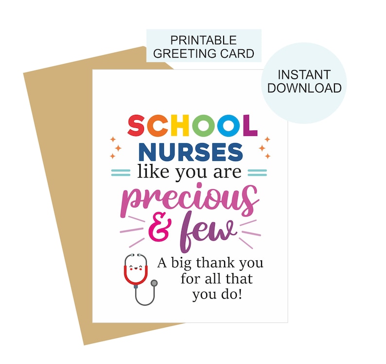 School Nurse Card Printable / National School Nurse Day Card / School ...