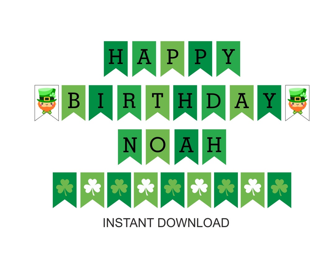 Printable St Patricks Day Birthday Banner / St Patricks Day Birthday ...