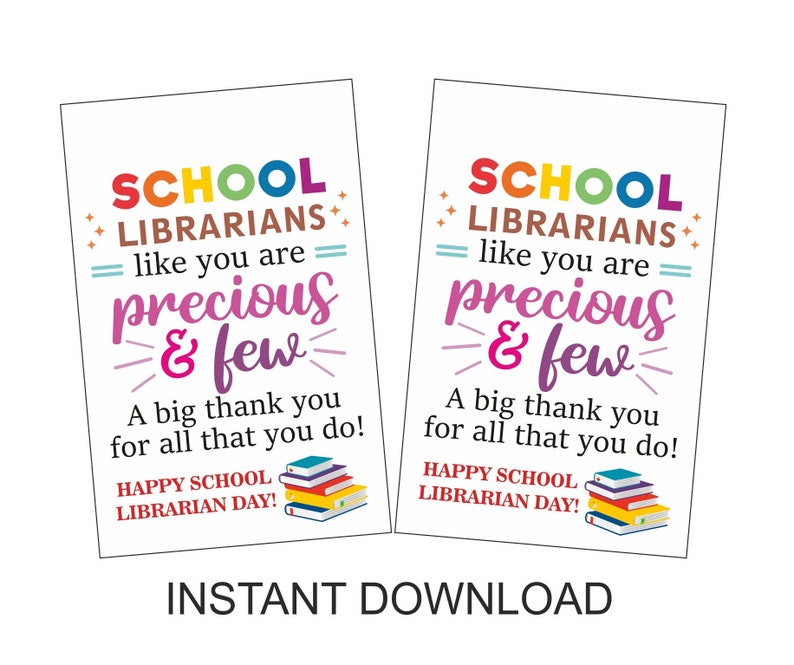 School Librarian Gift Tags Printable / School Librarian Appreciation ...