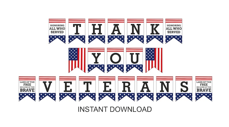 Thank You Veterans Banner Printable / Veterans Day Banner / - Etsy