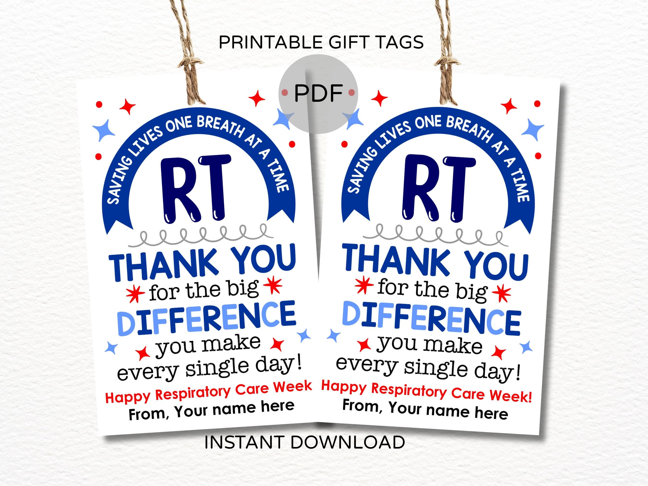 Respiratory Care Week Tags Printable / Respiratory Care Week Gift Tags ...