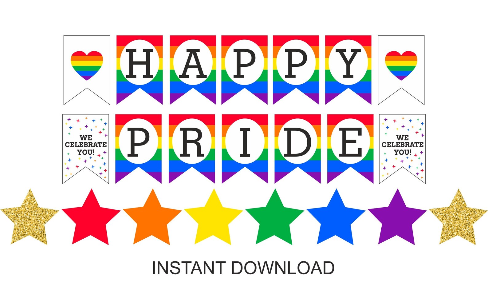 Pride Banner Printable / Happy Pride Bunting / Happy Pride | Etsy