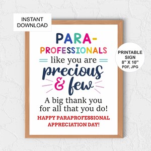 Paraprofessional Day Sign Printable / 8x10 / PDF / JPG - Etsy