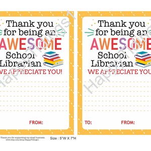 School Librarian Gift Card Holder Printable / School Librarian Gifts ...
