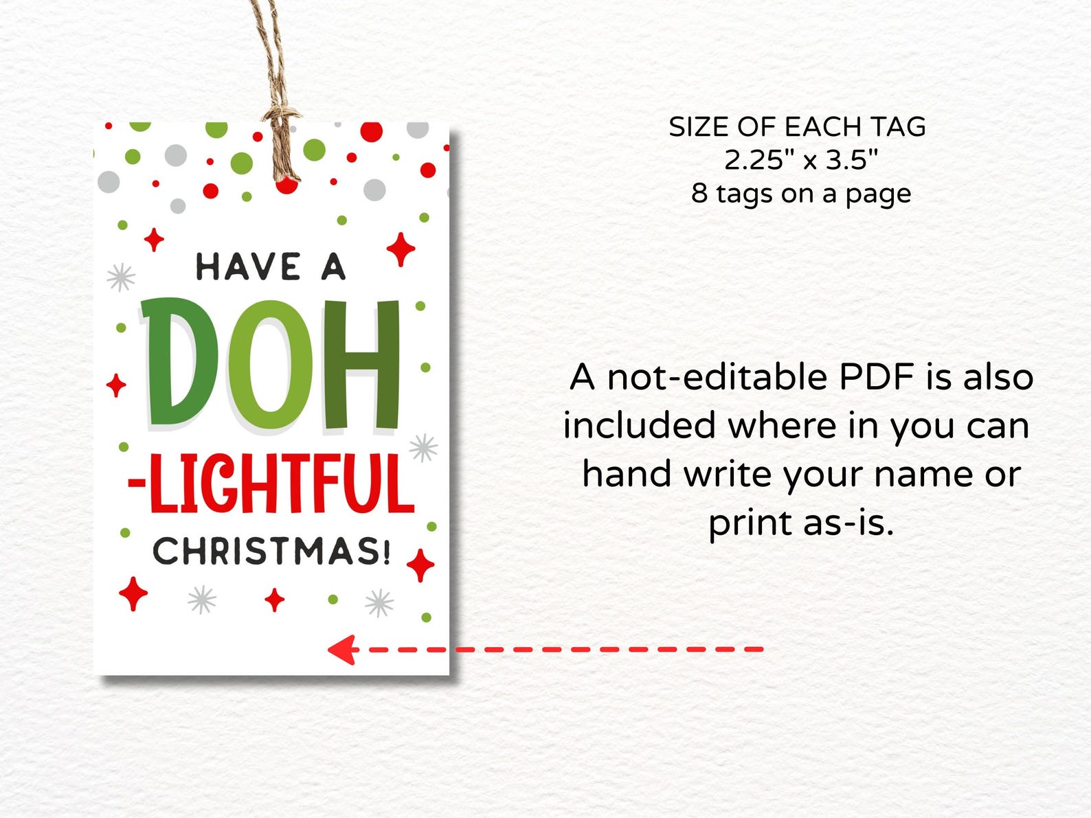 Christmas Play Dough Tag Printable / Dohlightful Christmas Tag ...