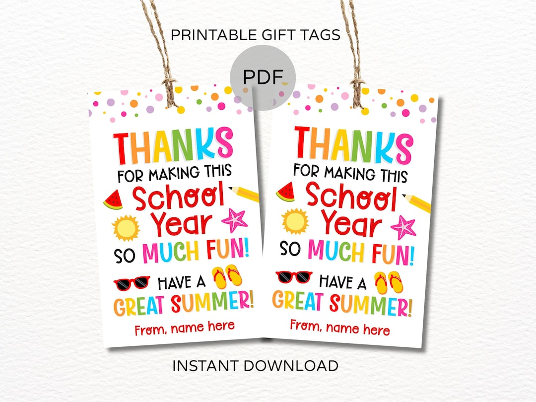 Summer Classmate Tags Printable / School Year so Much Fun Tag / Summer ...