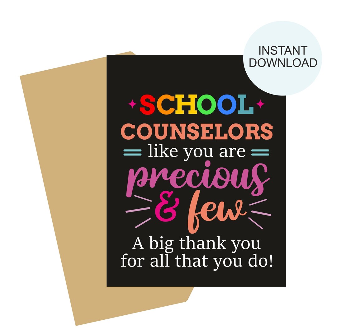School Counselor Appreciation Card Printable / School Counselor Card ...