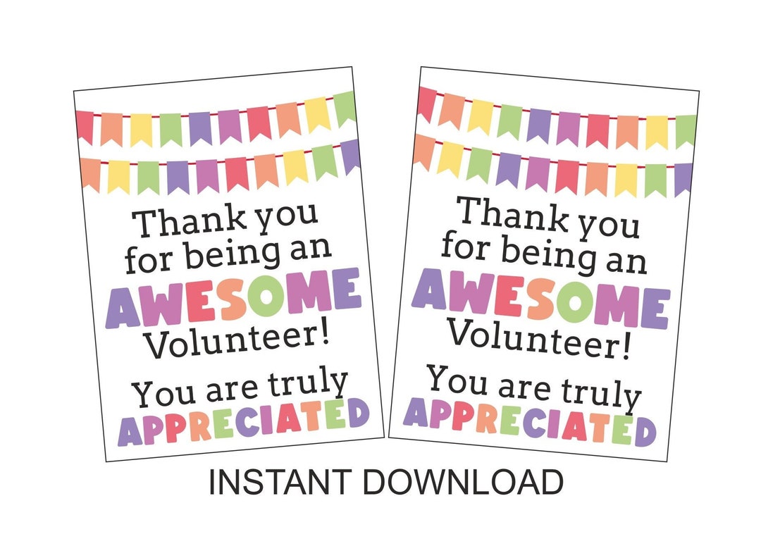 Volunteer Thank You Tags Printable / Volunteer Appreciation Gift Tags ...