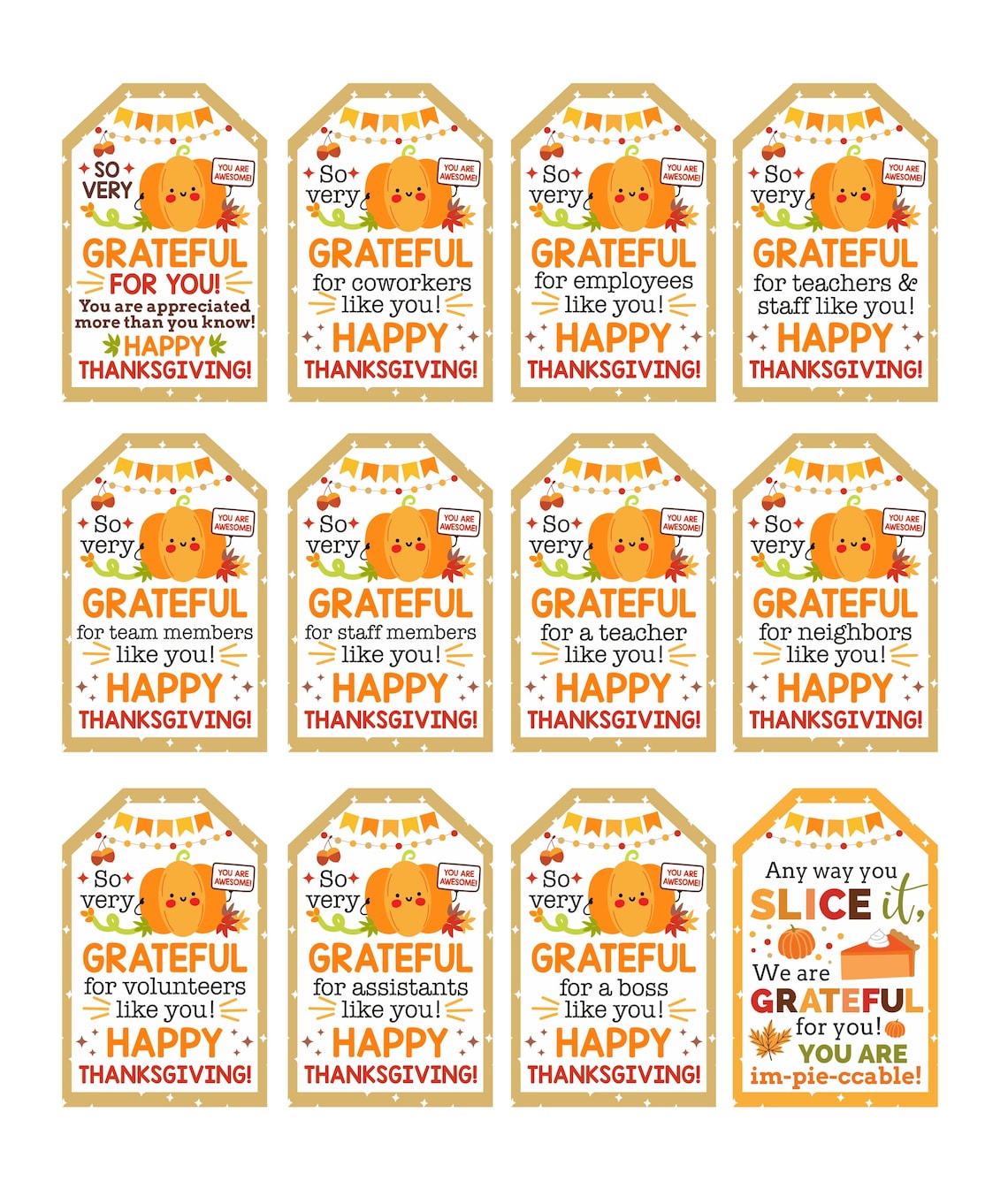 Thankful for Teacher Tags Printable / Thanksgiving Teacher - Etsy