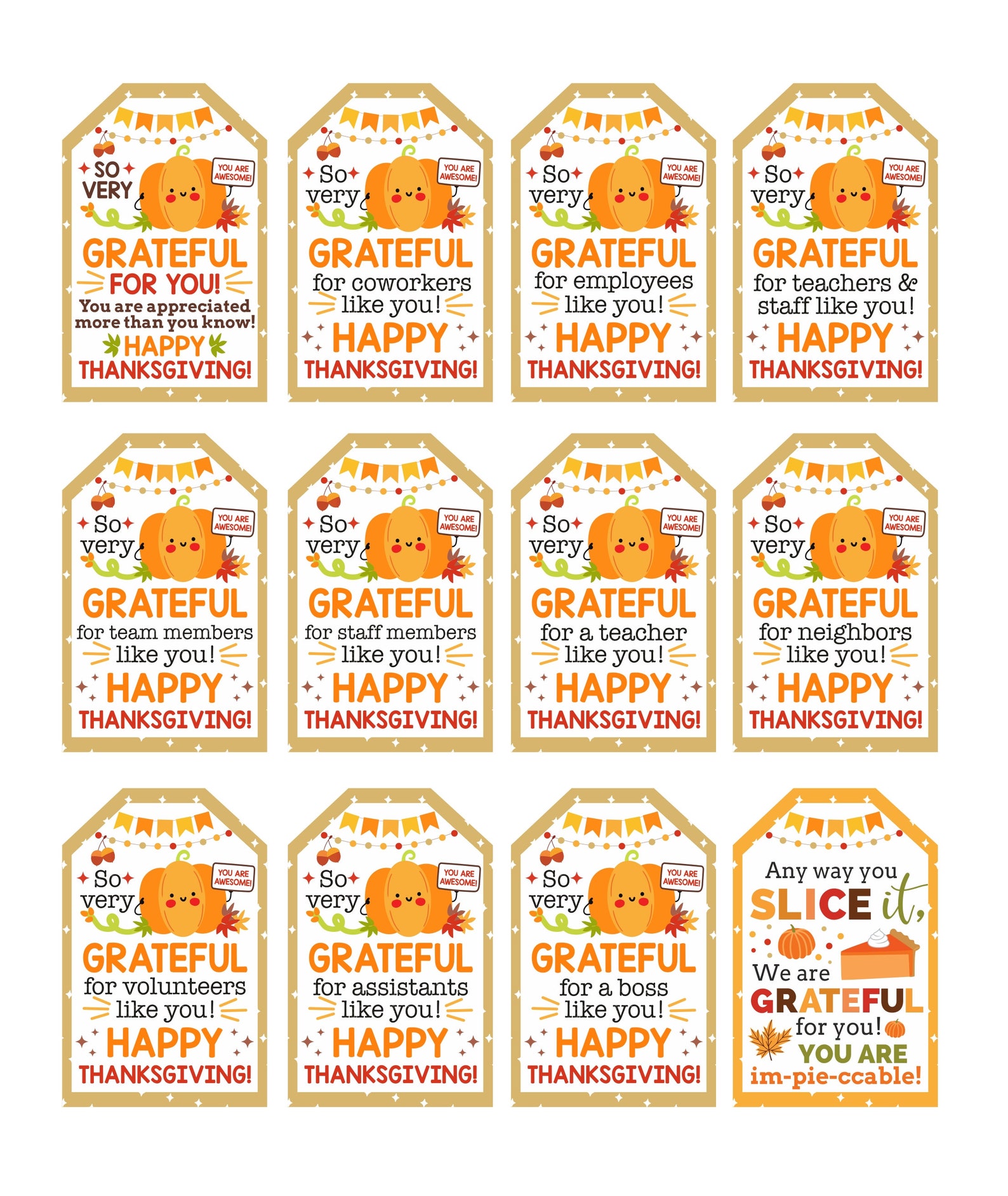 Thankful for Teacher Tags Printable / Thanksgiving Teacher Tags ...