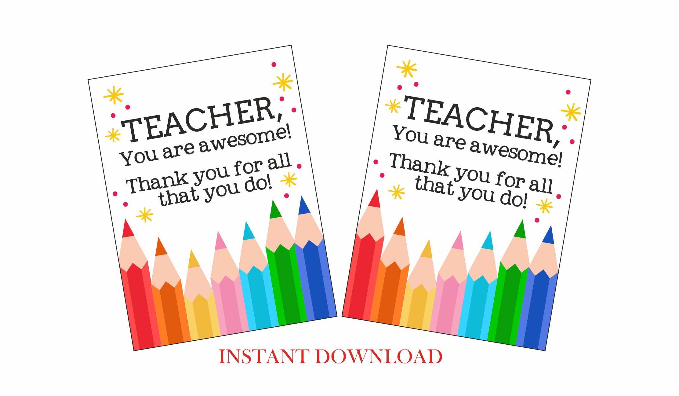 Printable teacher appreciation tag / Teacher thank you tags | Etsy