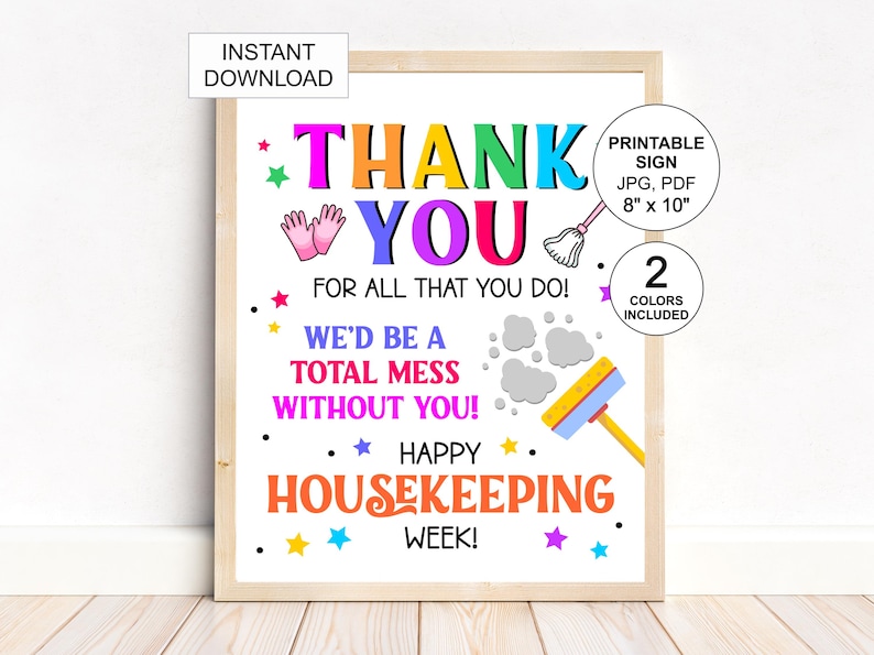 Housekeeping Week Poster Printable / Housekeeping Service Week Sign ...