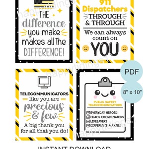 Telecommunicator Week Signs Set of 10 / 911 Dispatcher Appreciation ...