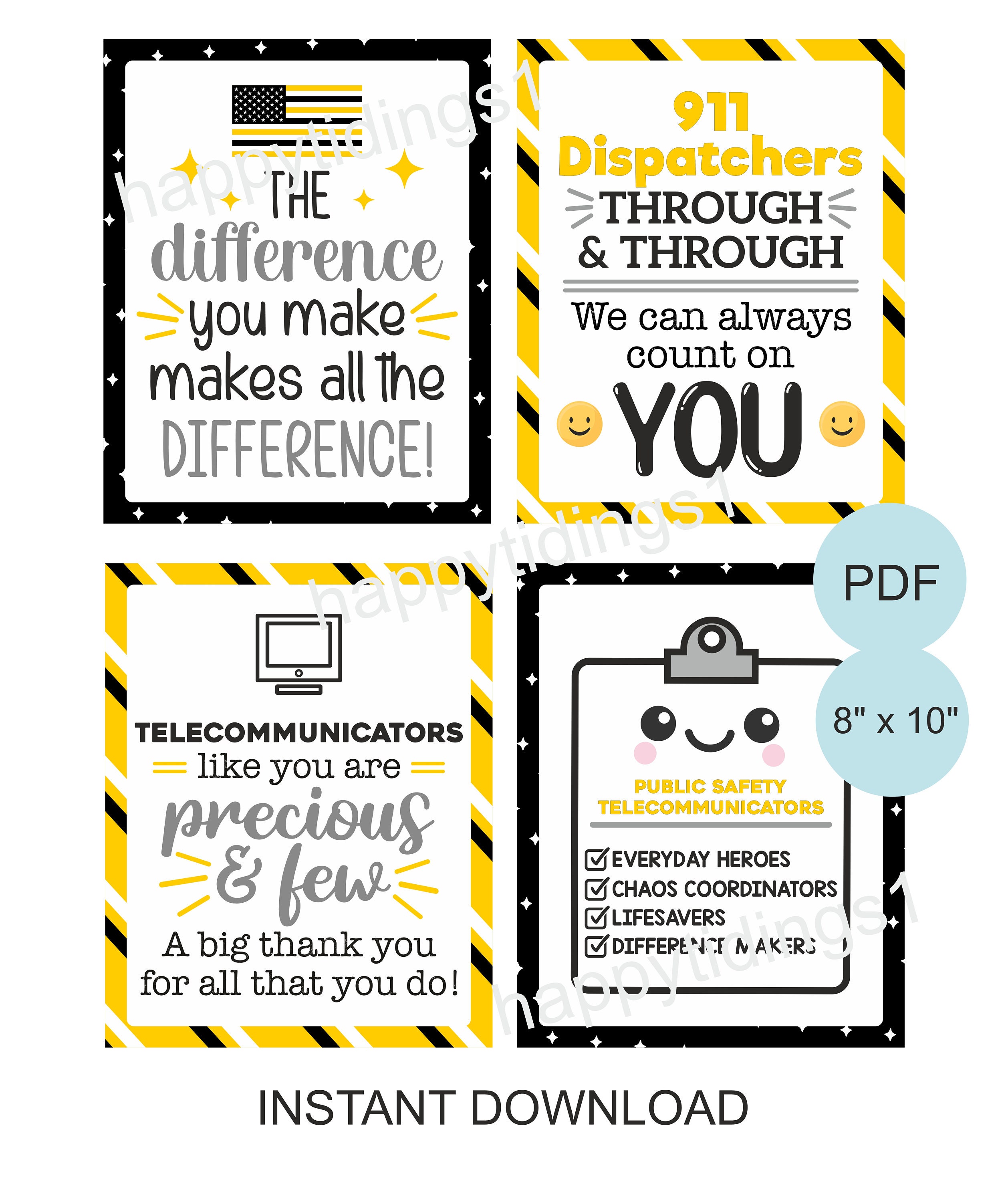Telecommunicator Week Signs Set of 10 / 911 Dispatcher Appreciation ...