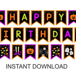 Halloween Birthday Banner Printable / Halloween Birthday Party Banner ...