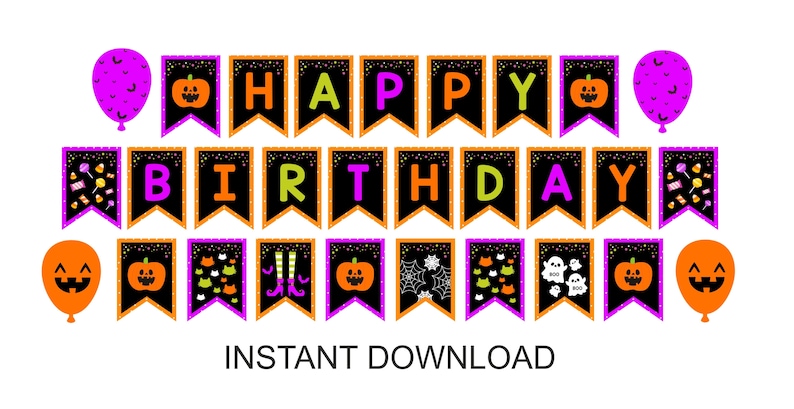 Halloween Birthday Banner Printable / Halloween Birthday Party - Etsy