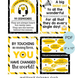 Telecommunicator Week Signs Set of 10 / 911 Dispatcher Appreciation ...