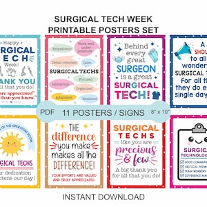 Surgical Tech Week Signs Set of 11 Printable / Surgical Tech Week ...